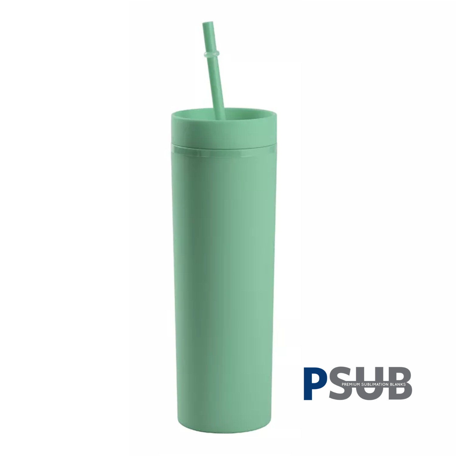Vaso Skinny con carrizo y tapa | 16 oz | Verde Claro Mate + UV DTF Wra