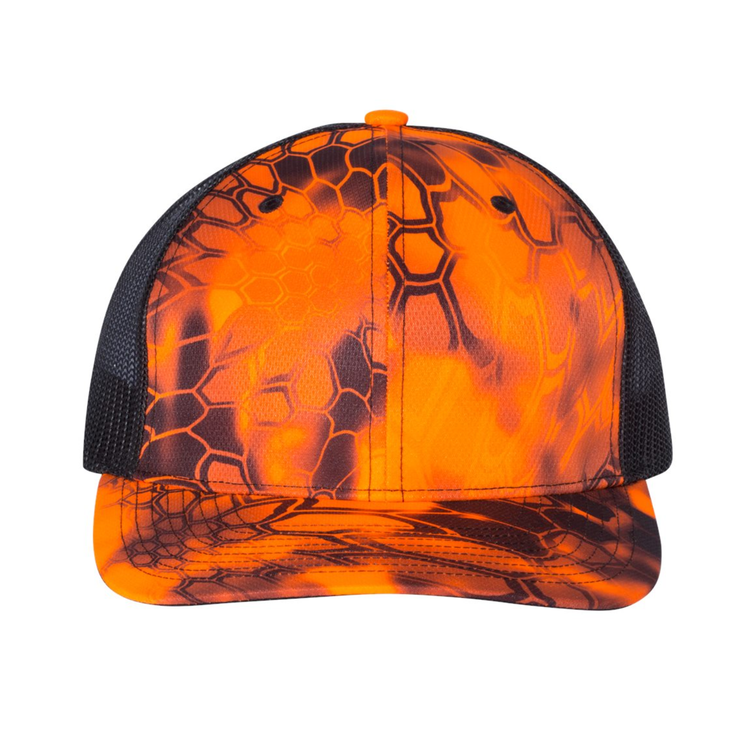 Richardson 112P | Patterned Snapback Trucker Cap | Kryptek Inferno/ Bl