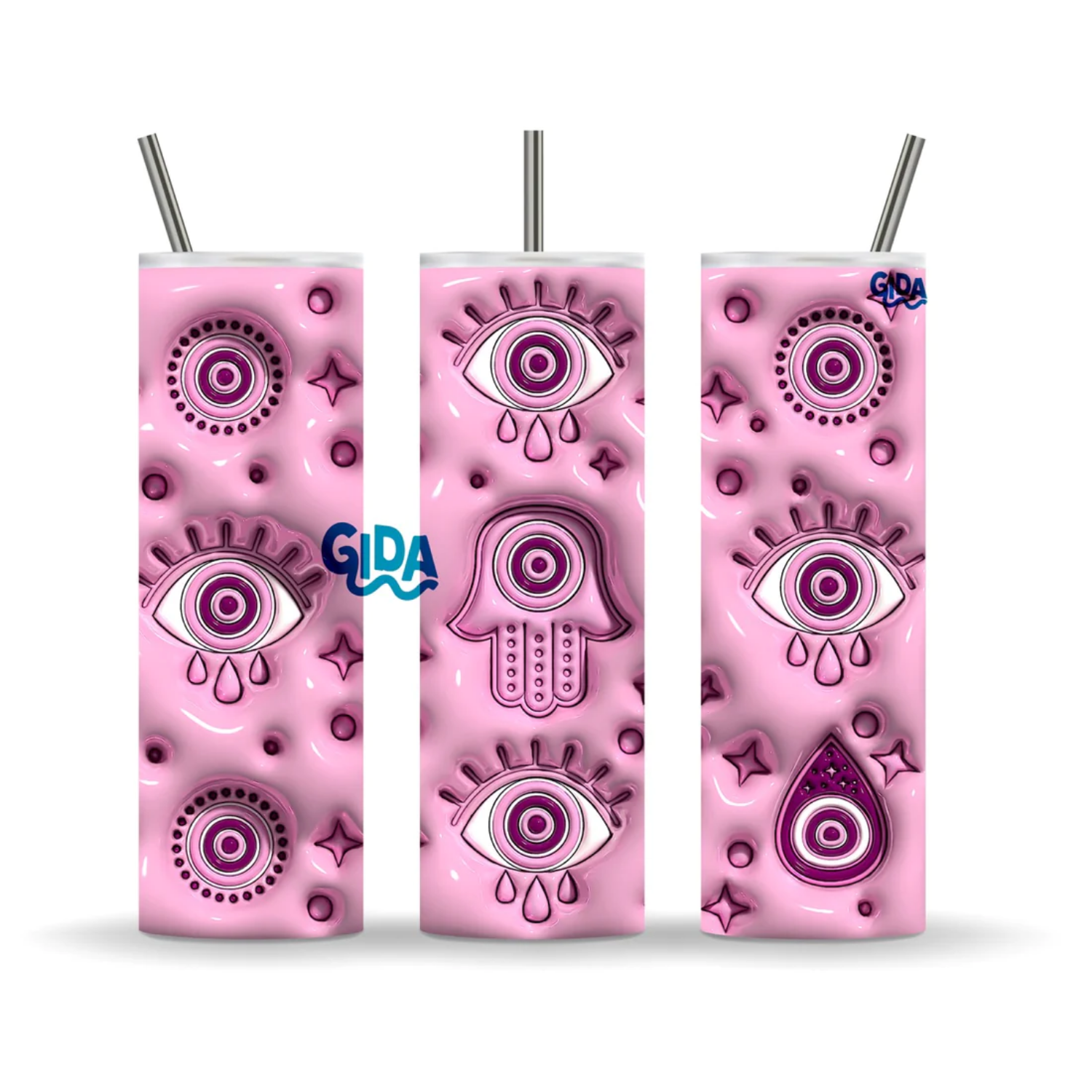 3D Wrap | Pink Turkish Hamsa & Eyes | 20 oz